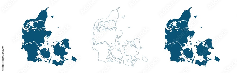 Blue map of denmark, Blue gradient Denmark map. Detailed, Mercator ...