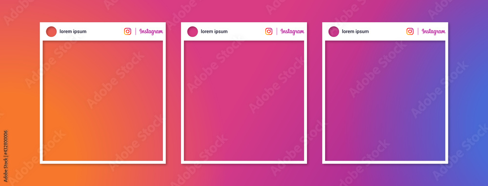 Isolated instagram post frame on gradient background. Social media ...