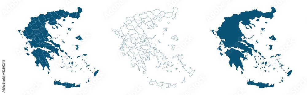 Greece Vector Map Regions Isolated. Vector illustration Stock Vector ...