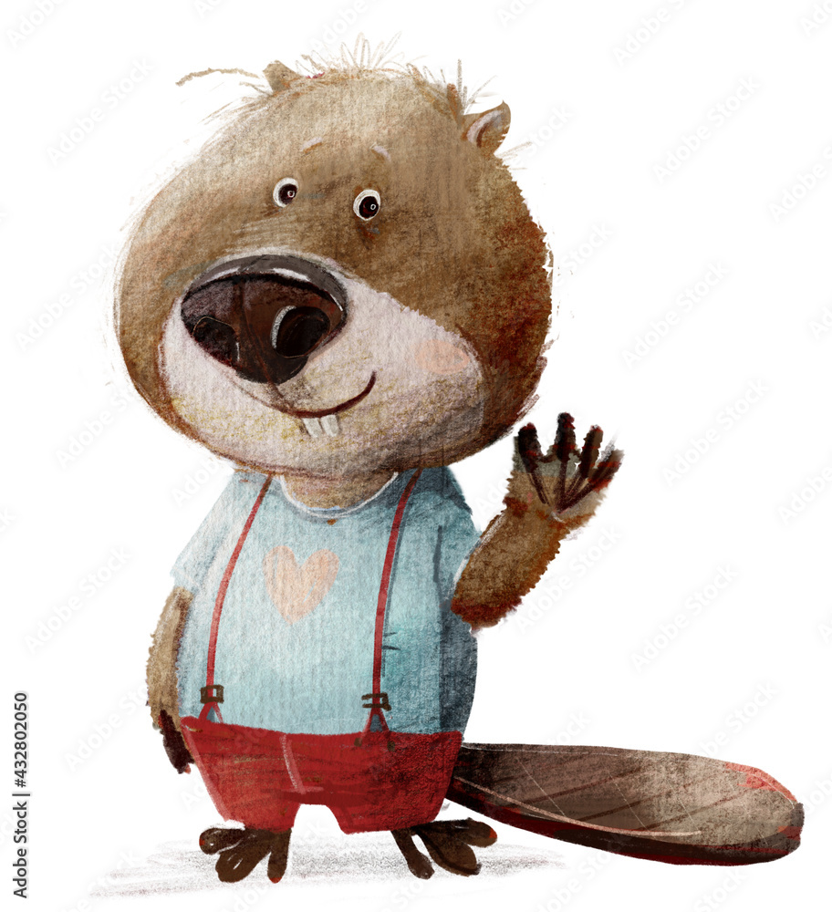 cute cartoon character beaver boy Stock Illustration | Adobe Stock