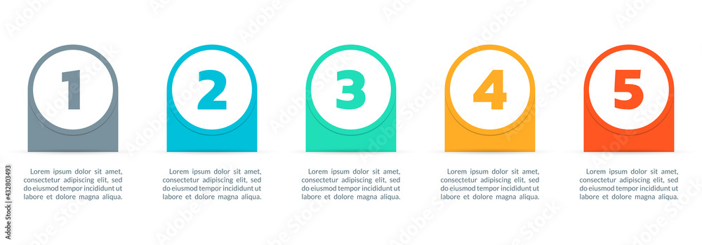 5 steps infograph. Business process info graphic template with 5 ...
