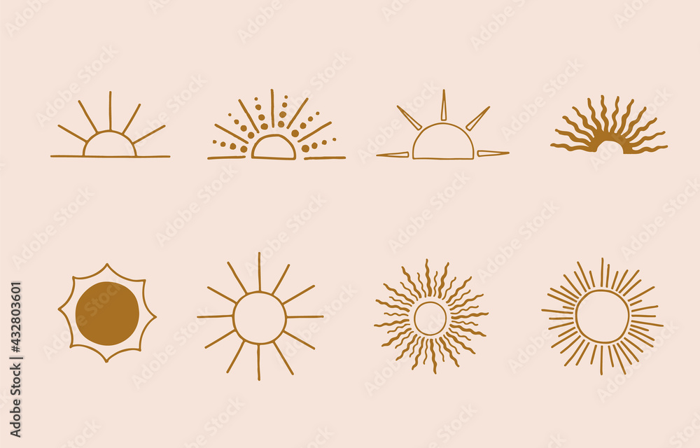 Collection of line design with sun.Editable vector illustration for ...