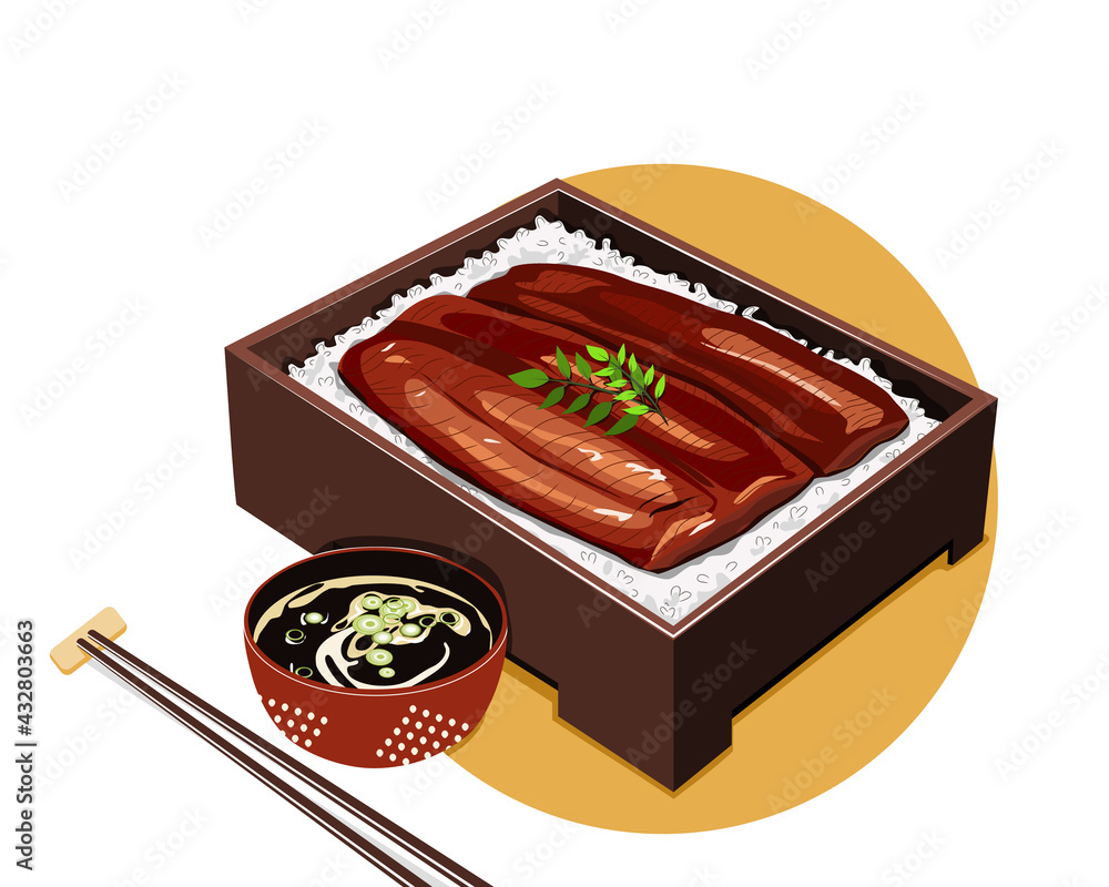 Unagi Kabayaki Japanese Ele Grilled with sweet sauce in bento box with ...