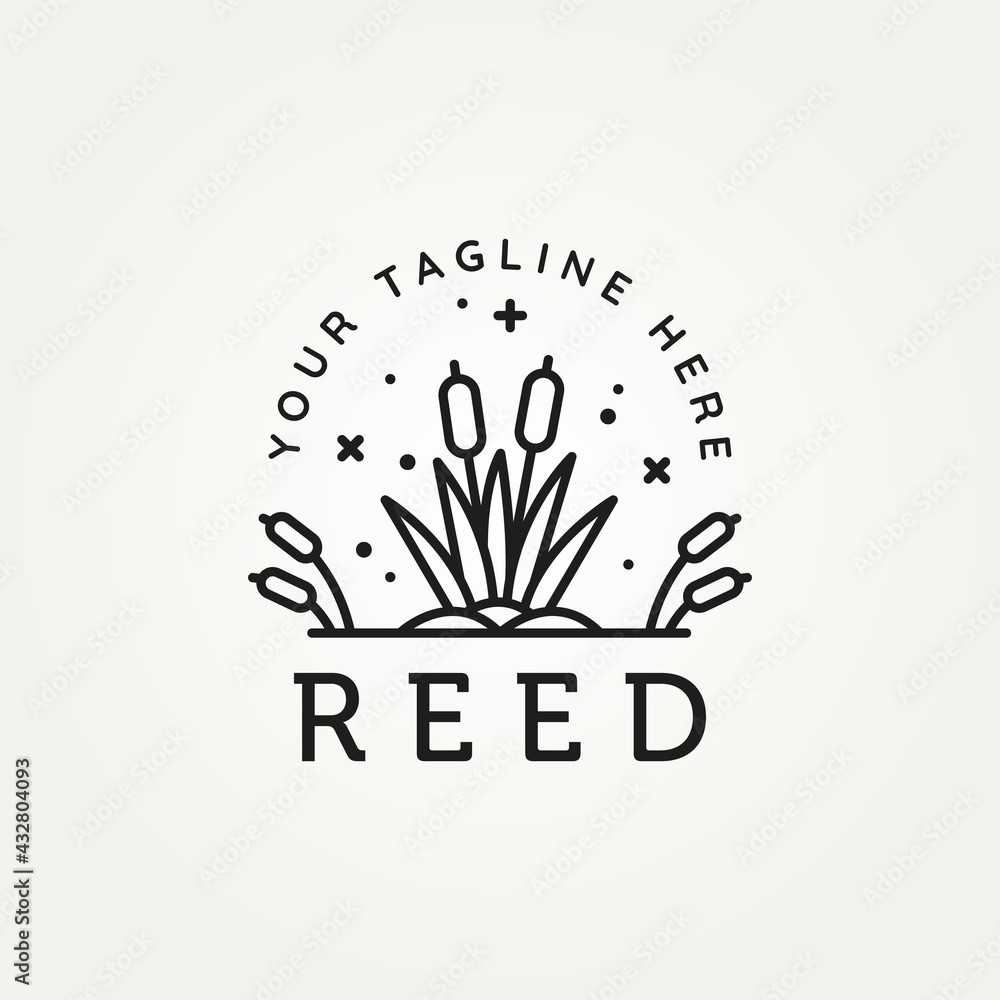 reed cattails river minimalist line art logo vector illustration design ...