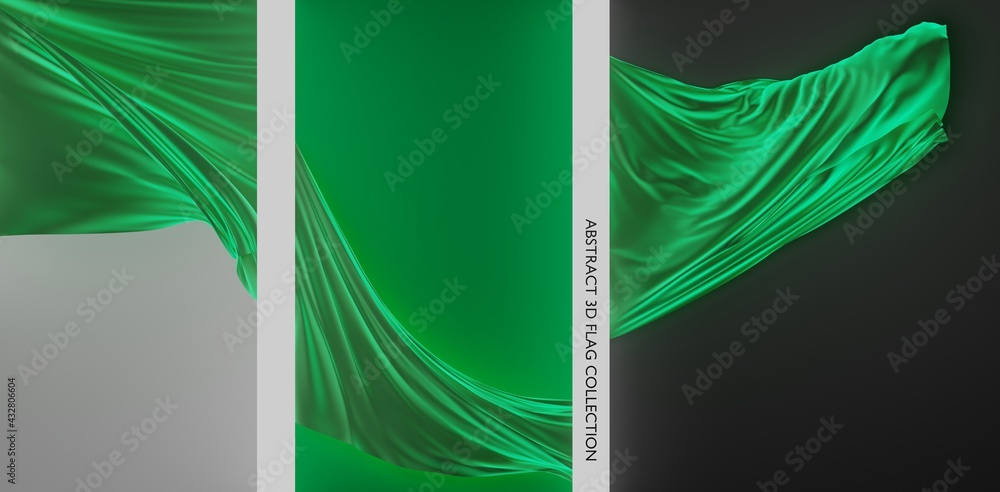 Abstract Green Flag 3D Render (3D Artwork) Stock Illustration | Adobe Stock
