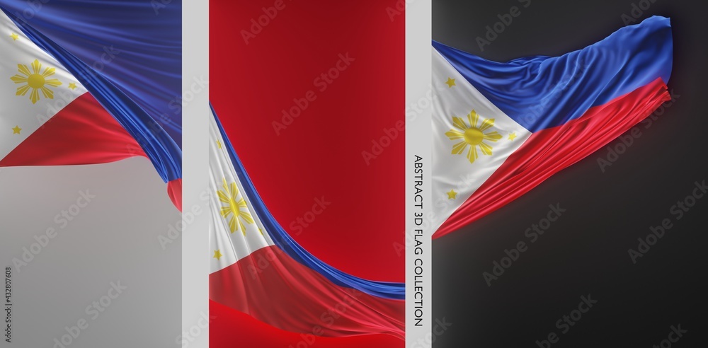 Abstract Philippines Flag 3D Render (3D Artwork) Stock Illustration ...
