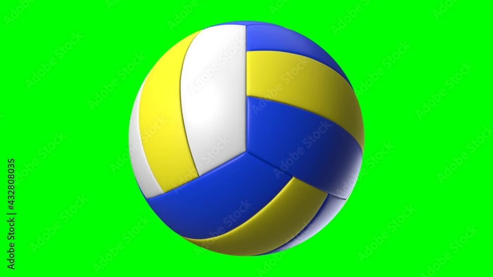 Volleyball ball isolated on green chroma key background. Loop able 3d ...