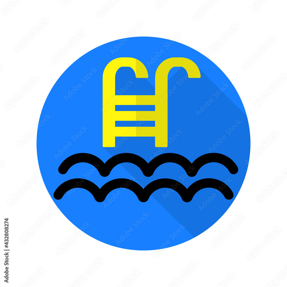 Flat icon vector with shadow effect in bright blue and yellow colors of ...