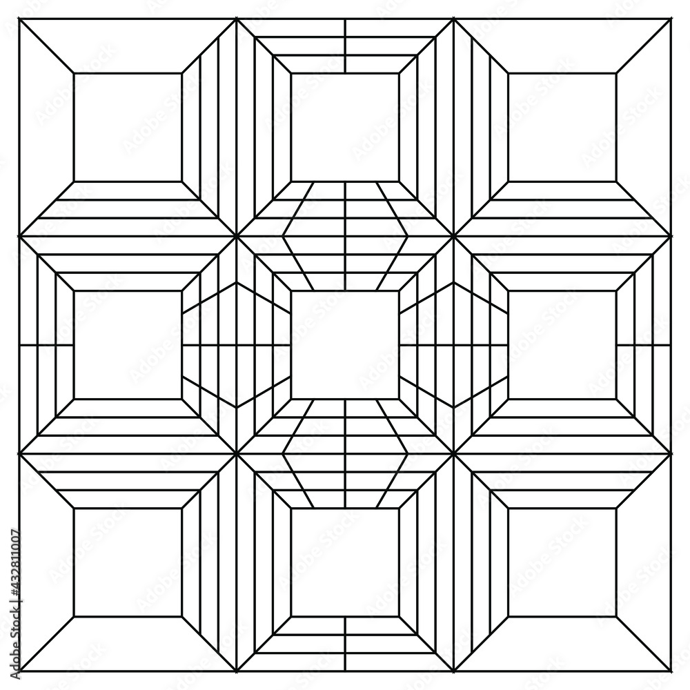 Coloring Page of 3-Dimensional Pattern . Coloring Page of 3d pattern of ...