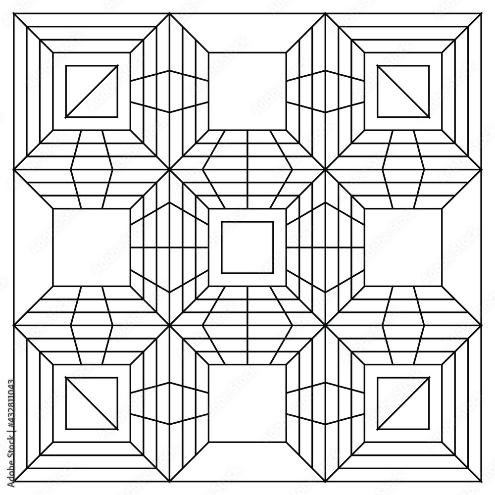 Coloring Page of 3-Dimensional Pattern . Coloring Page of 3d pattern of ...