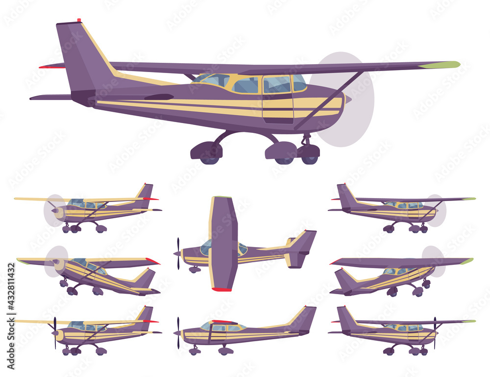 Light aircraft, stripe plane livery set. Small regional logistics ...