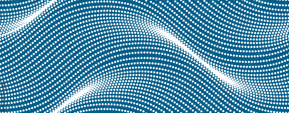 Wavy lines make with dots vector seamless pattern, dotted waves endless ...