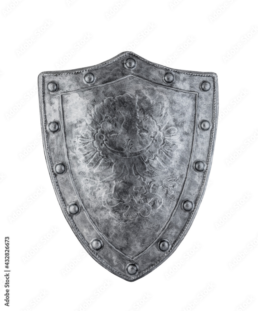 Old medieval shield isolated on white background with clipping path ...