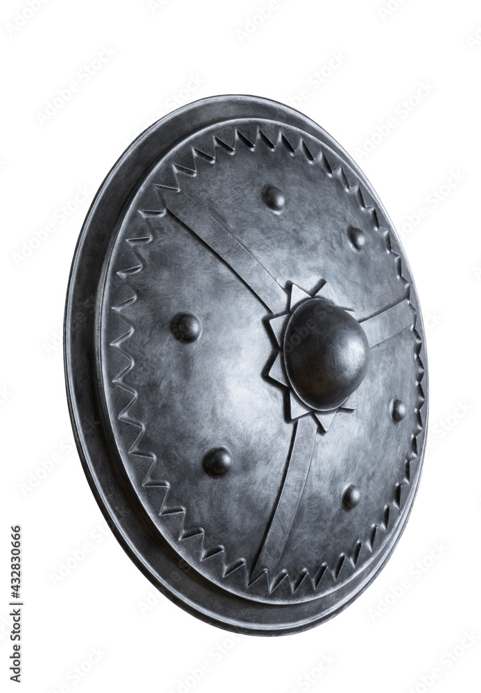 Old round shield isolated on white background with clipping path Stock ...