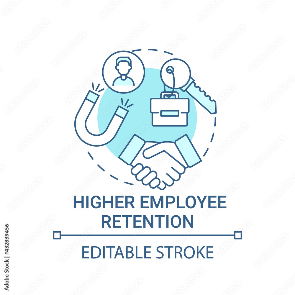 Vetor de Higher employee retention concept icon. Company culture ...