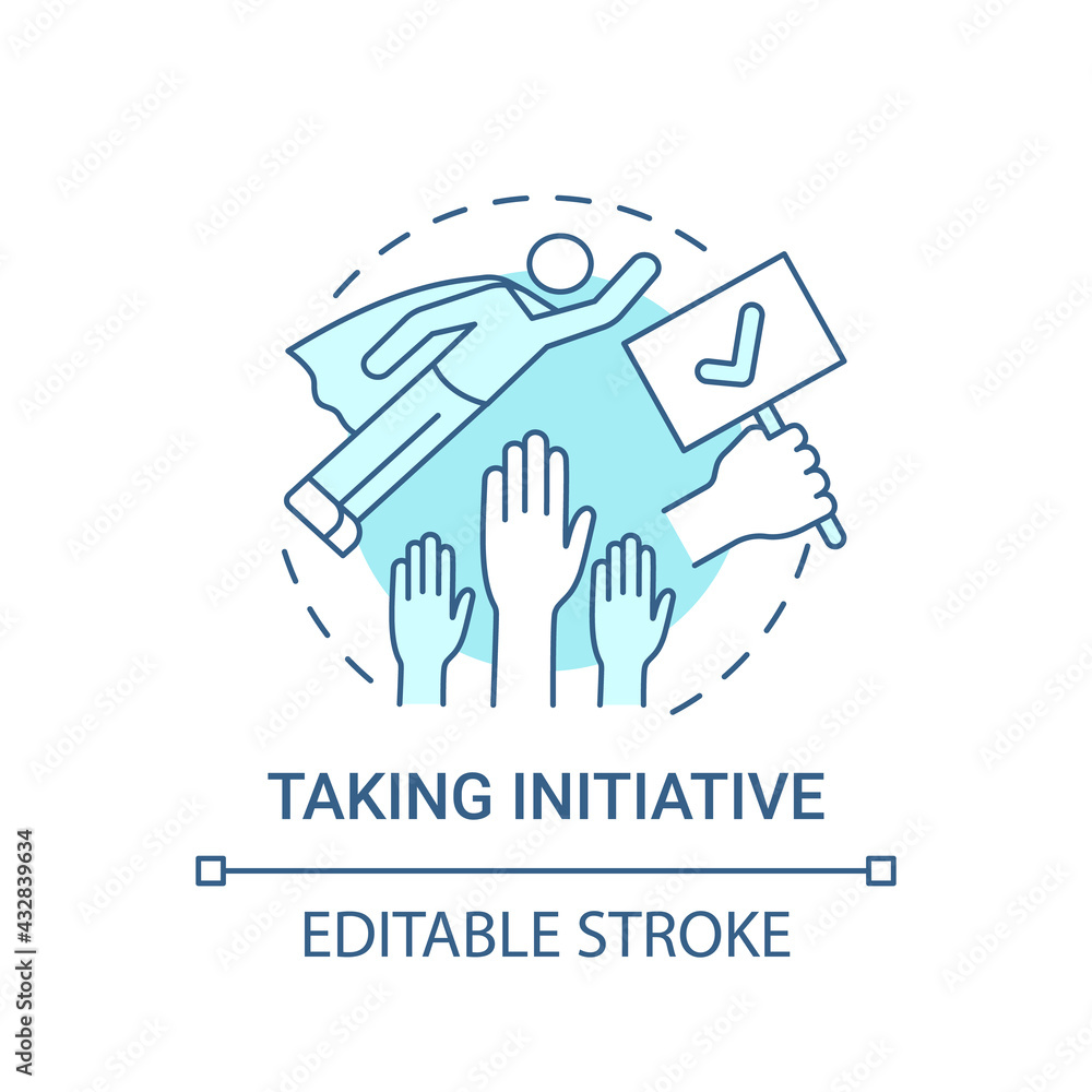 Taking initiative concept icon. Basic corporate core value idea thin ...