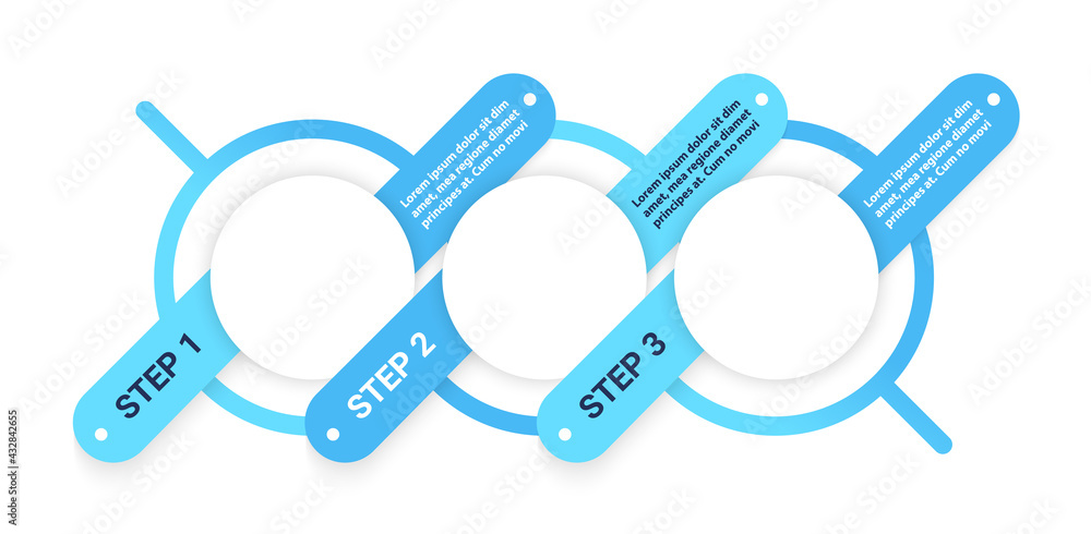 Instructional guide vector infographic template. Blue geometric ...