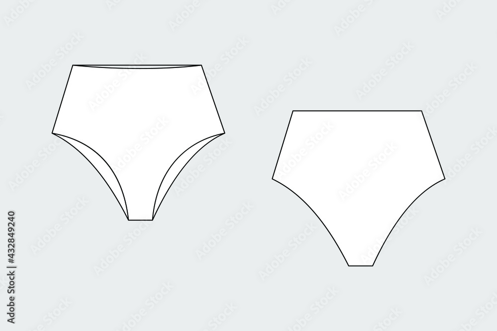 Lingerie briefs, underpants. Female vector template isolated on a grey ...