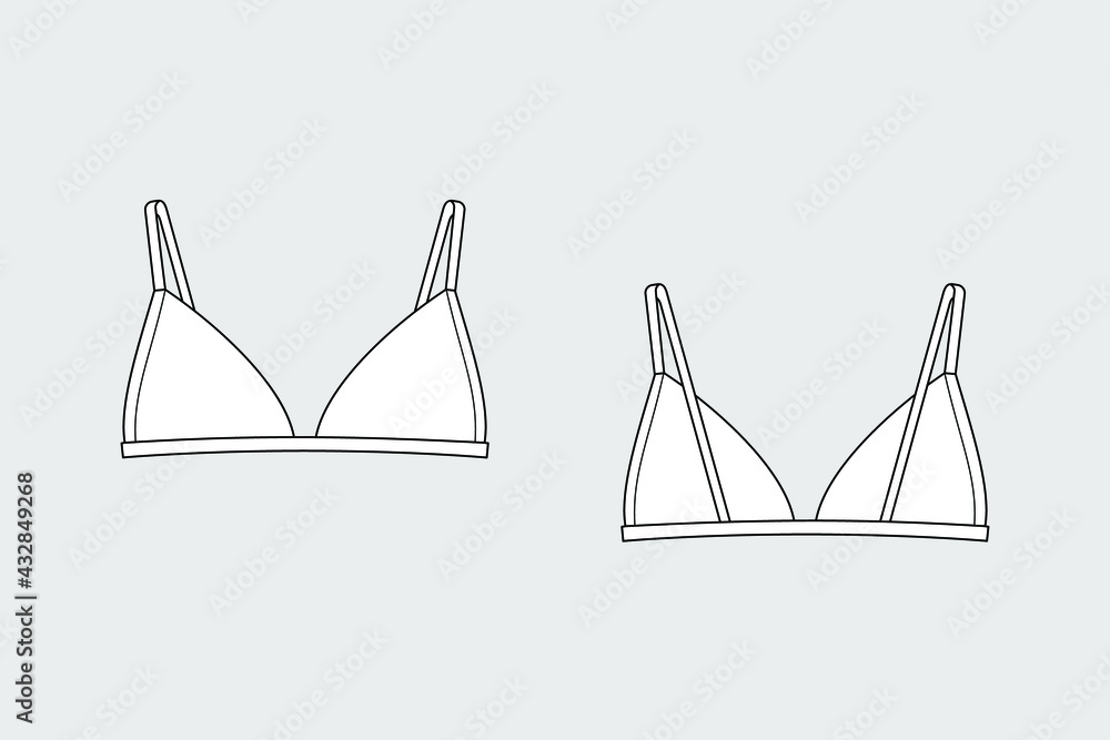 Lingerie bra female vector template isolated on a grey background ...