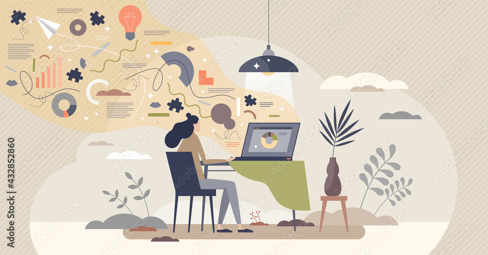 Productive work flow and efficient job tasks planning scene tiny person ...