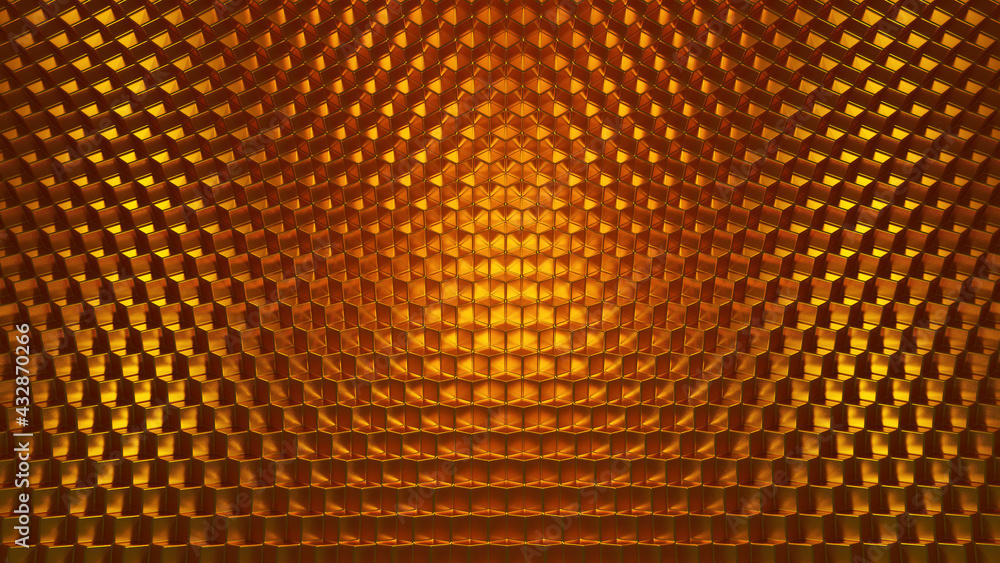 background with golden retro reflector cubes with nice lighting Stock ...