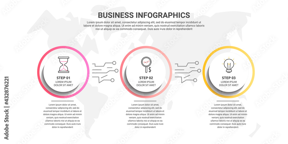 Vector infographics three circles. Business concept of 3 steps, options ...