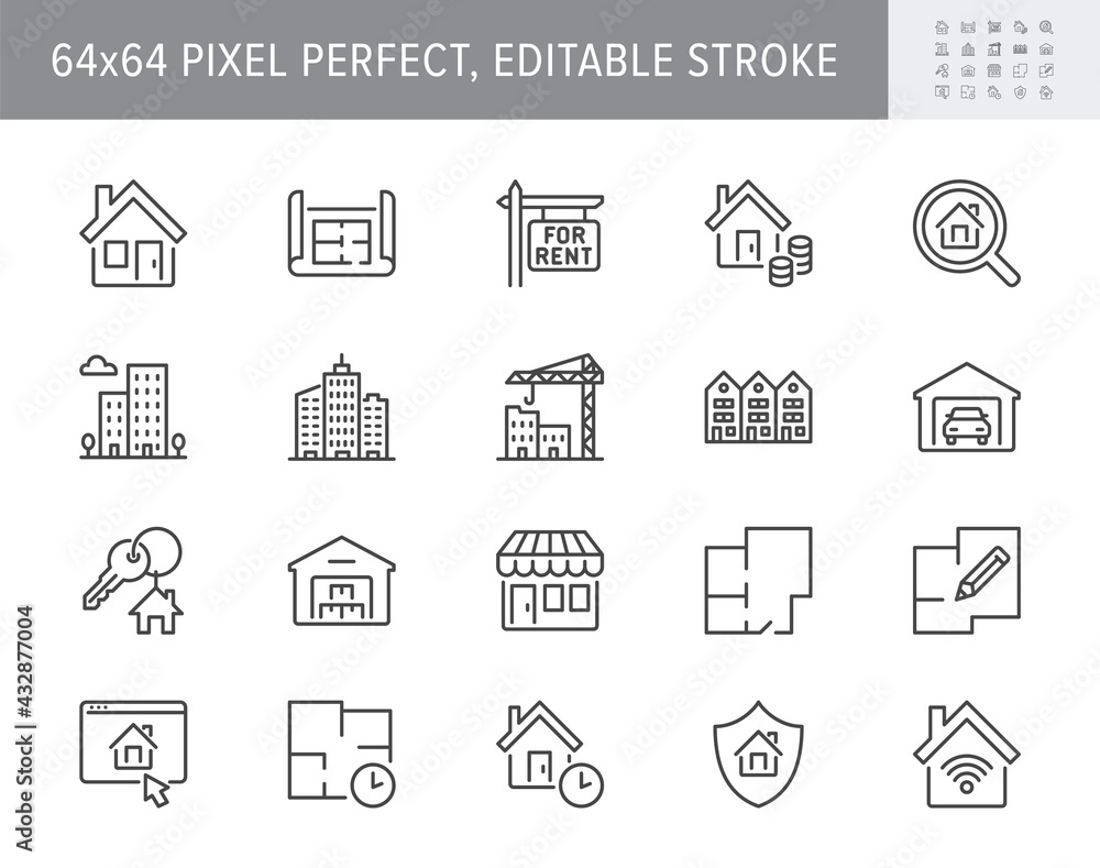 Real estate line icons. Vector illustration include icon - house ...