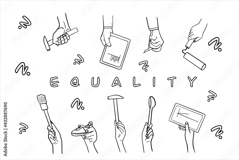 Vector illustration showing different social roles of men and women ...