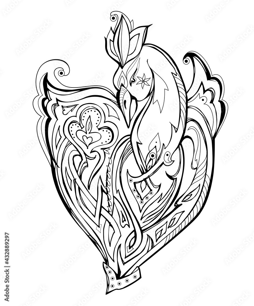 Symbolic illustration of magic fairyland bird from ancient legend ...