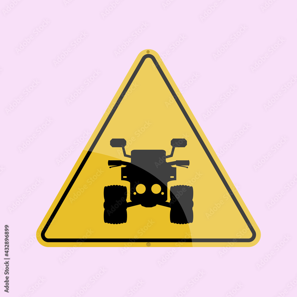 ATVs traffic sign. QUADS, 4WD, AWD, UTV Off-Road. DANGER signaling ...