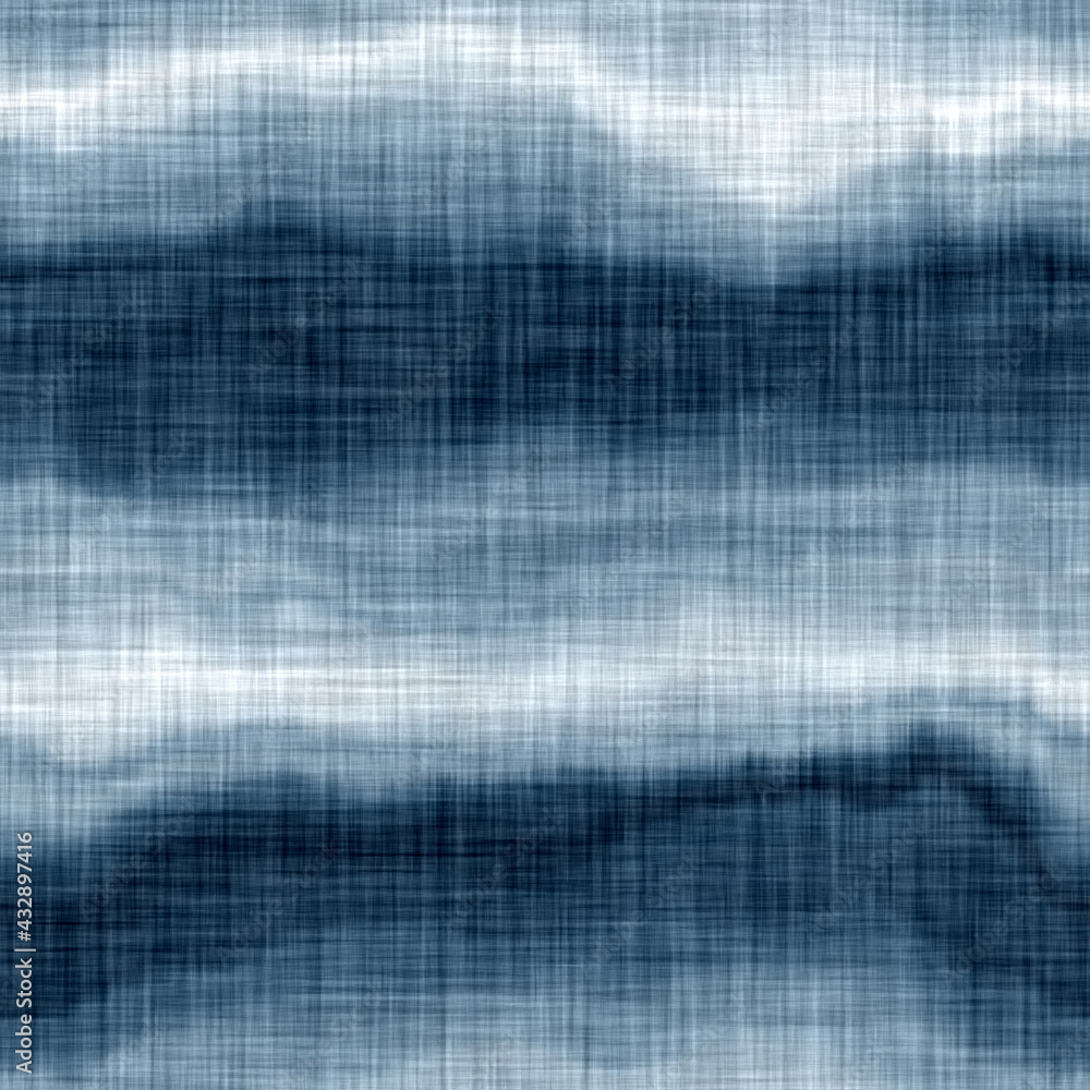 Blue white uneven wave stripe on a linen texture background. Seamless ...