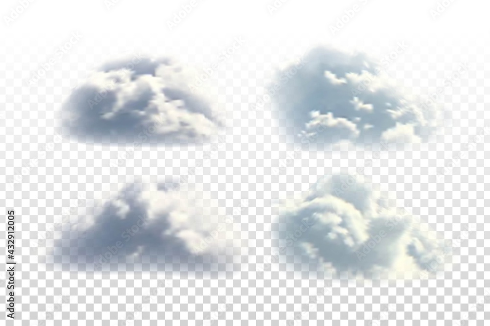 Vector set of realistic isolated cloud for template decoration and ...