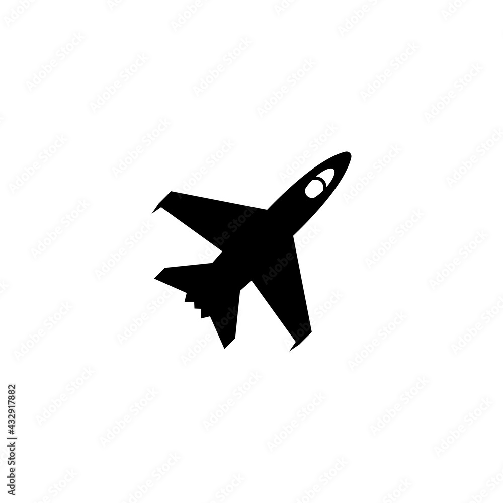 Armed Jet Fighter, Flight War Plane. Flat Vector Icon illustration ...