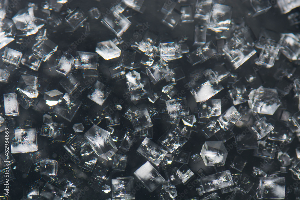 Table salt Isometric, cubic transparent crystal growth from a ...