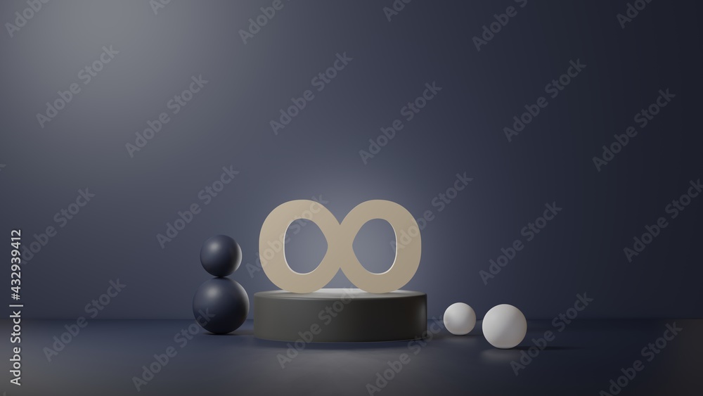 infinity sign in 3D style. 3D Illustration of mathematics symbol in ...