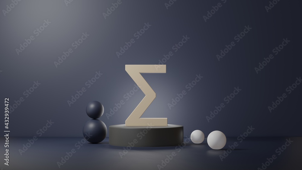 Sigma sign with 3D Style. 3D illustration of mathematics symbol in ...