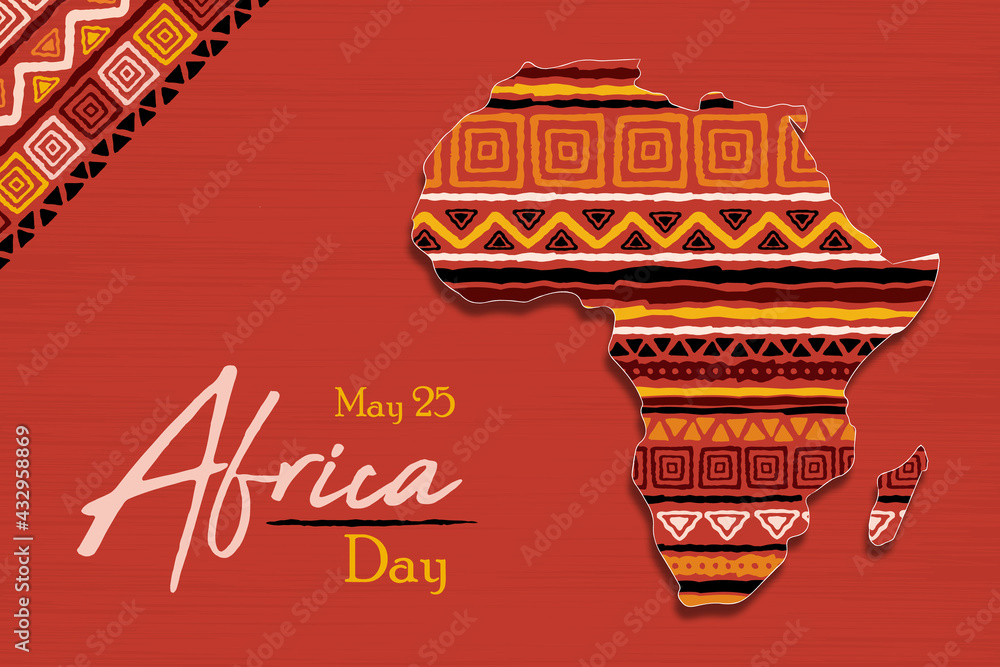 Africa day tribal animal art african map card Stock Vector | Adobe Stock