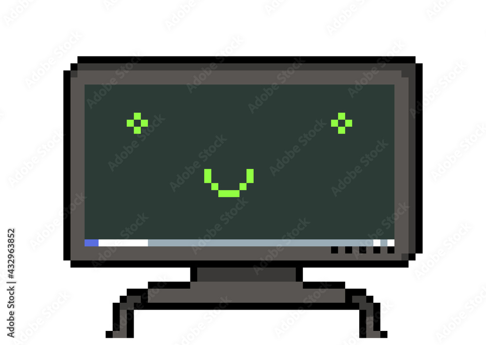 Persophinic monitor. Pixel art style. Cute character. Game asset sprite ...