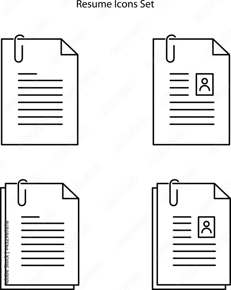 resume icons set isolated on white background from leadership ...