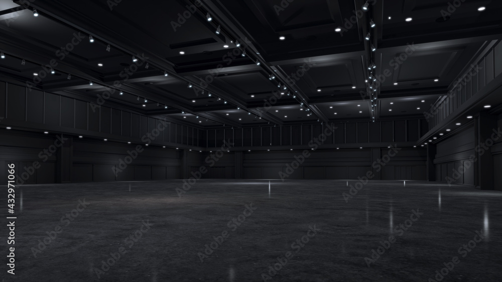 Empty convention hall center. backdrop for convention stands.3d render ...