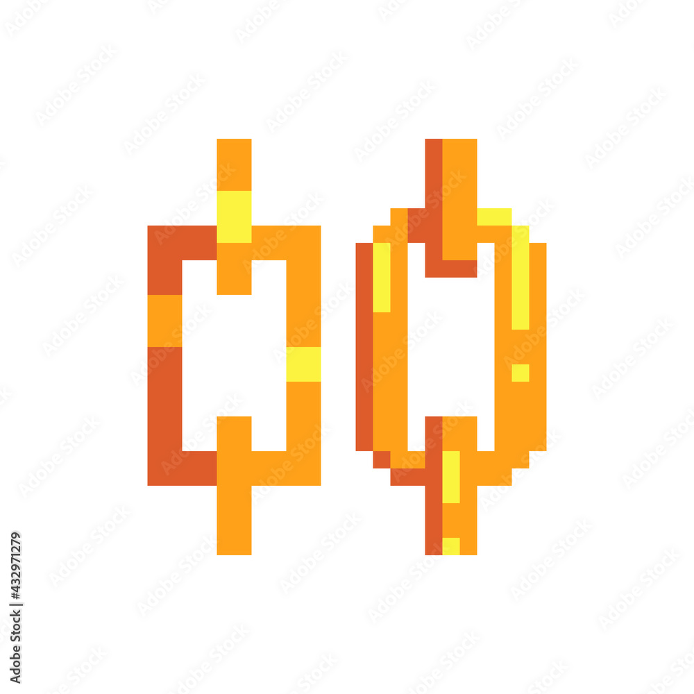 Golden chain pixel art style, link, chainlet isolated vector ...