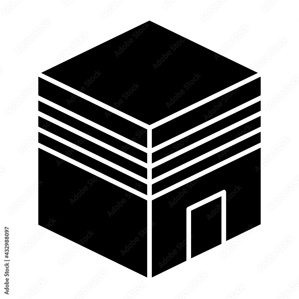 Kaaba in Mecca Icon Logo. Pilgrimage Hajj Haram Mosque Vector Symbol ...