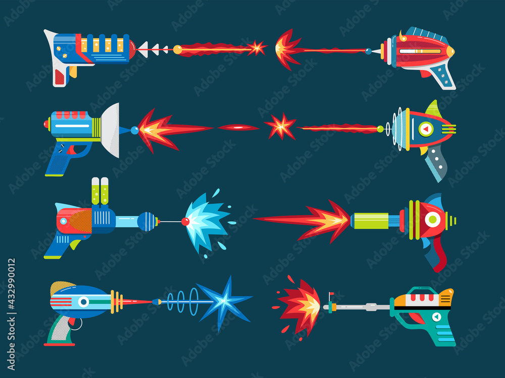 Cartoon blaster laser gun vector weapon set Stock Vector | Adobe Stock