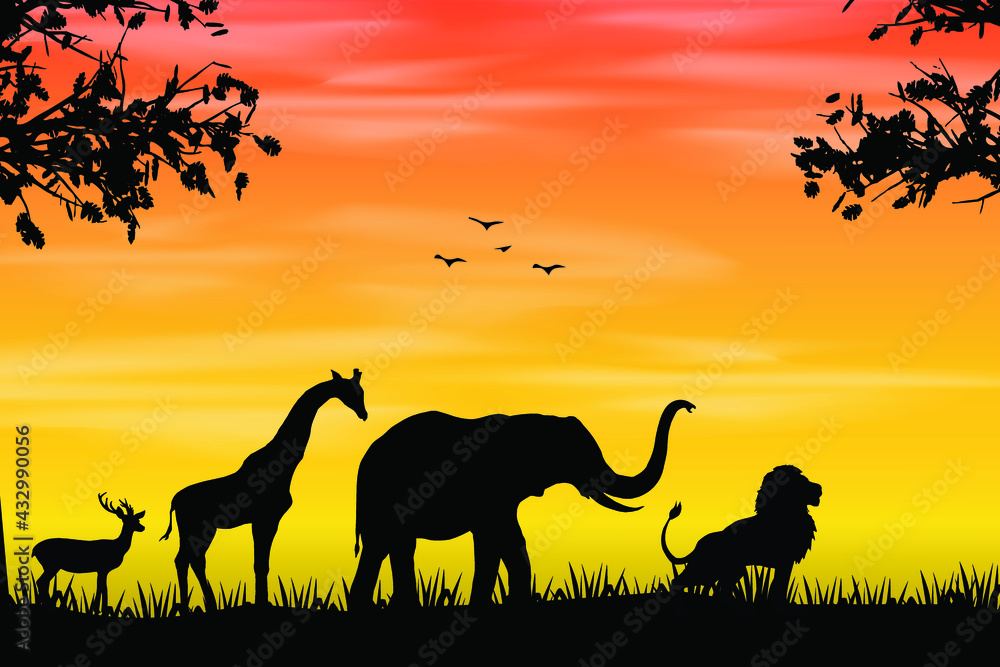 lion leading the team, leadership concept vector illustration, the ...