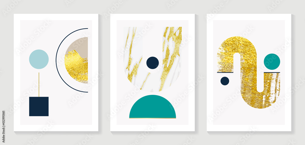 Gold Abstract art background vector. Modern block color art wallpaper ...