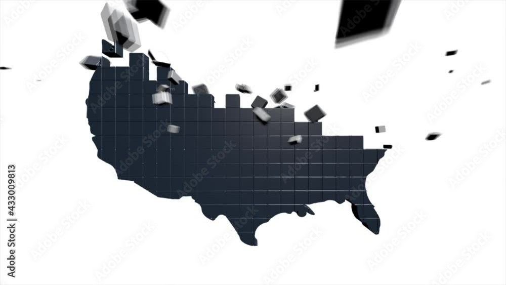 Map of United States of America showing different states. Animated usa ...