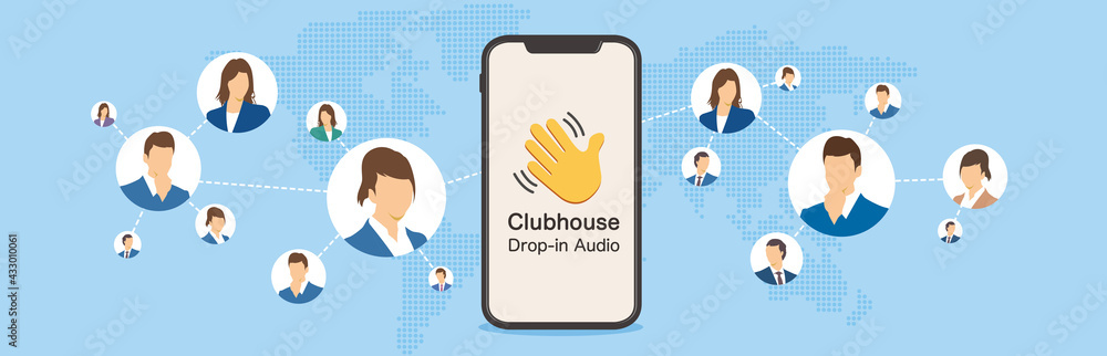 Clubhouse invite hand set. Black and yellow clubhouse hand. Invitation ...