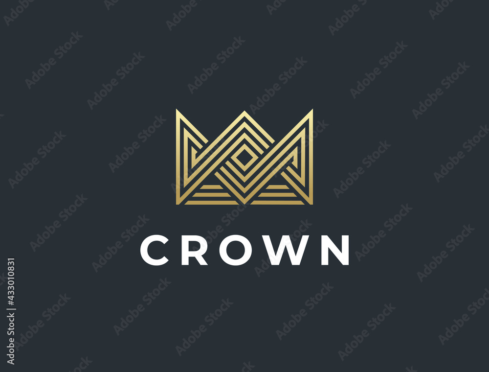 Geometric creative crown logo design. Vector template. Royal crown ...