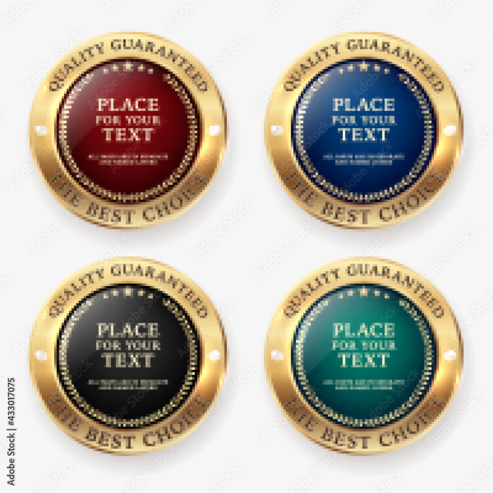 Set of four circle golden badge frames with diamonds Stock Vector ...