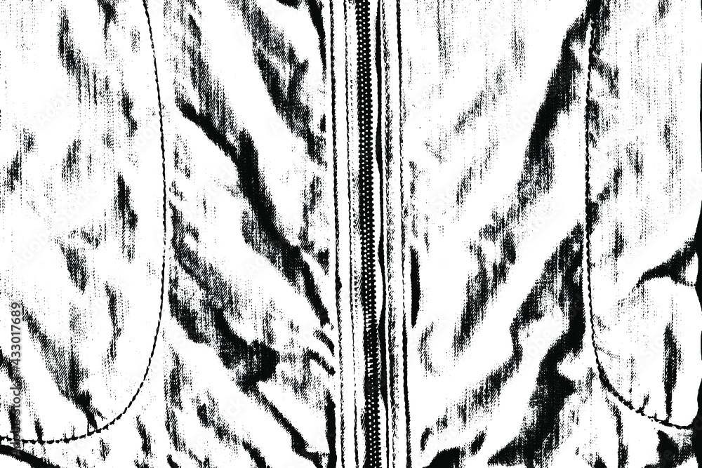 Grunge texture of an old windbreaker made of coarse fabric on the lock ...